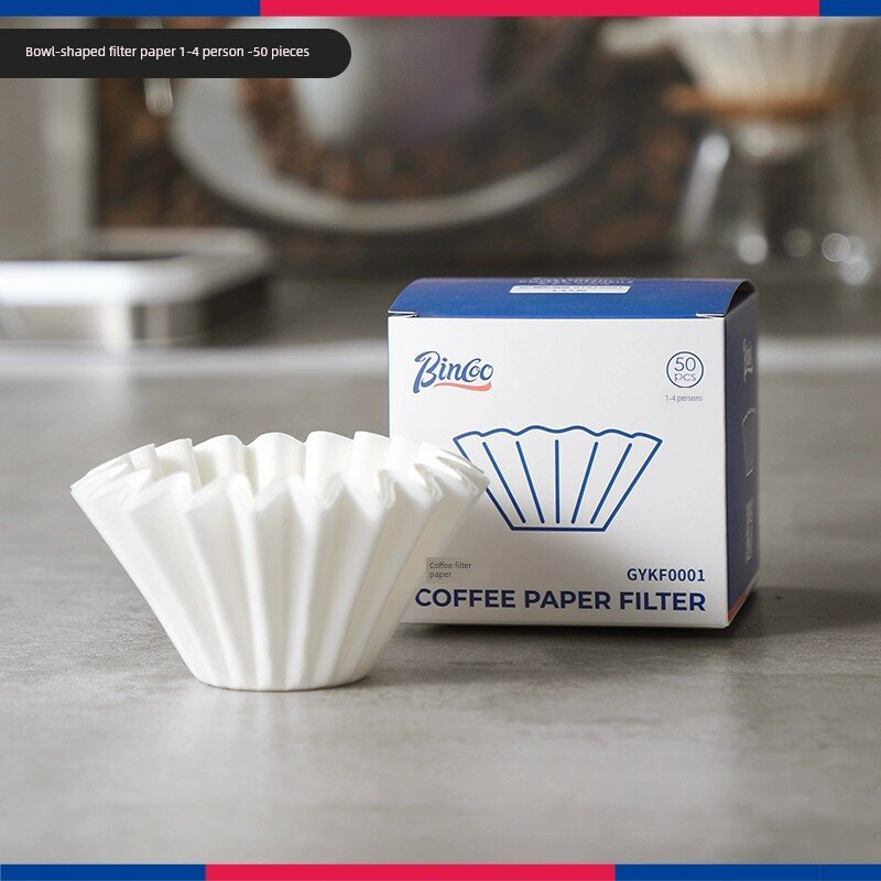Бумага для фильтрации кофе Bincoo ручной работы, в форме веера, для кофеварок Мока, с коробкой для хранения и ручкой