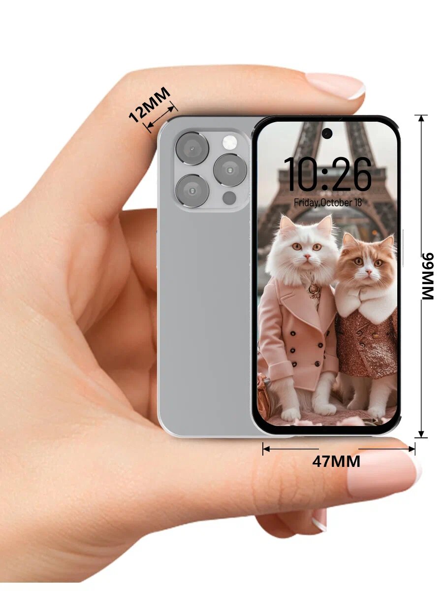 Мини-смартфон, металлический, ударопрочный, Full HD, 4000 мА·ч, 4/64ГБ, Подарки для детей/белое