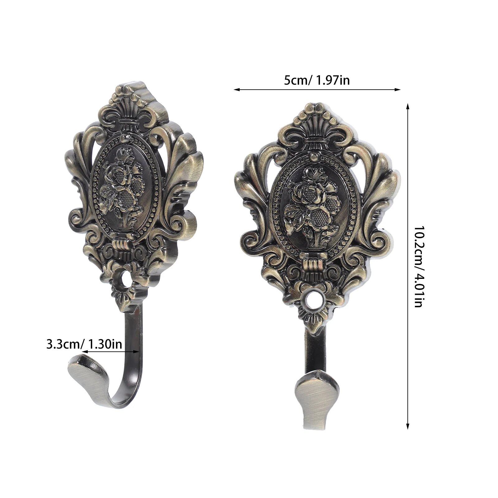 2 шт. черные винтажные металлические крючки Golden