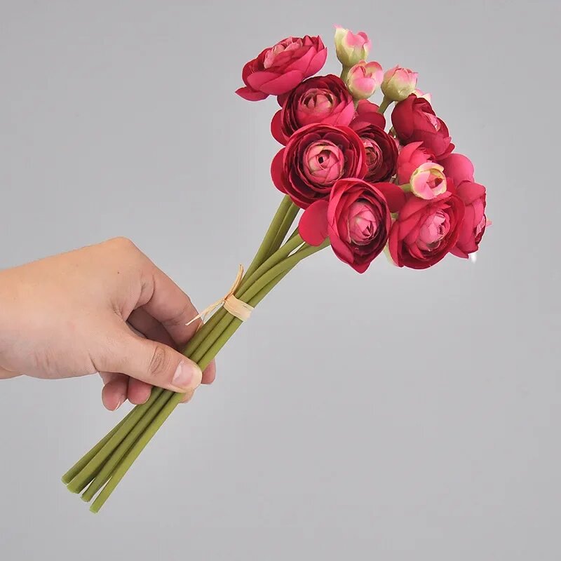 Букетик ранункулюсов искусственных, розовый, Rose red