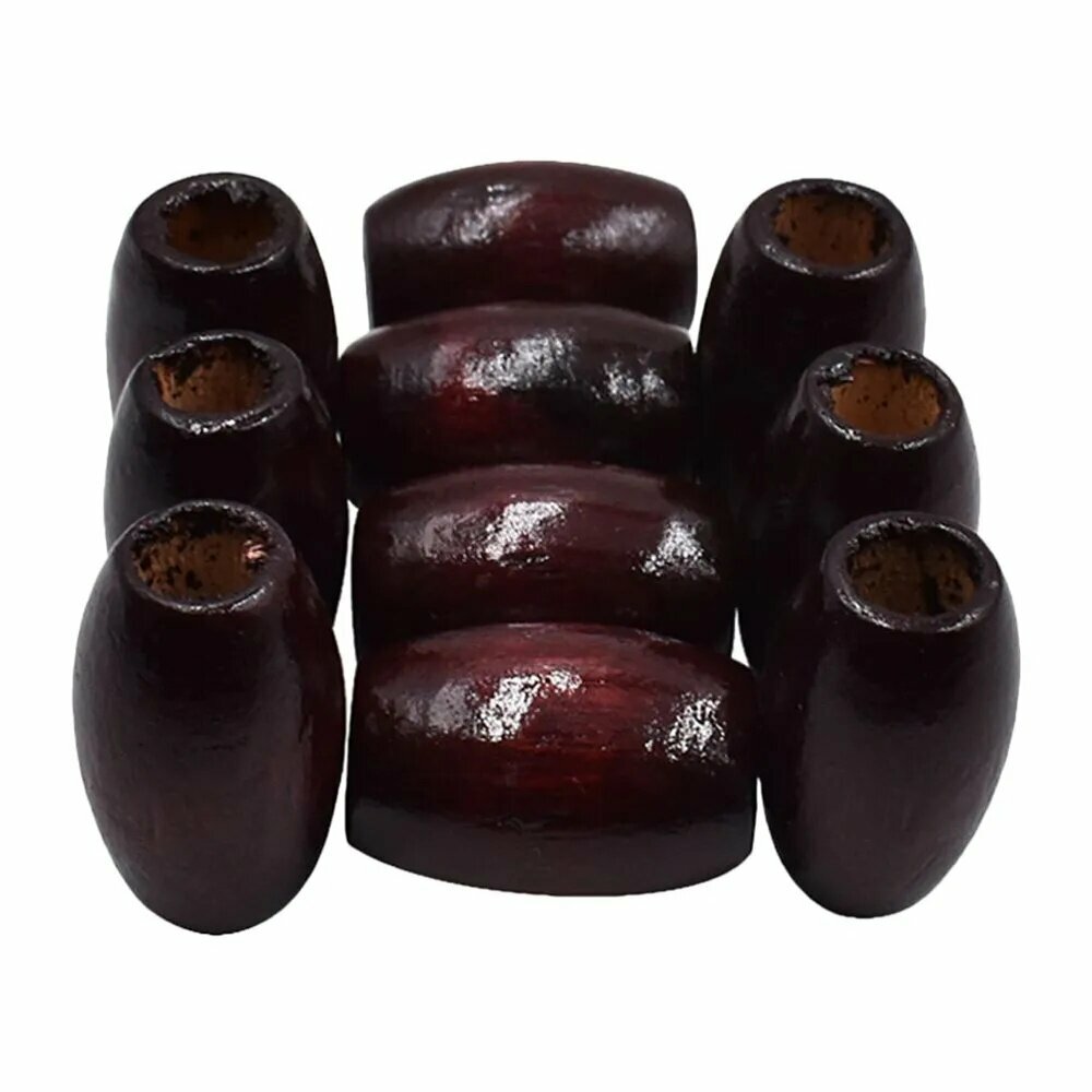 Темно-красные деревянные овальные бусины с большим отверстием для рукоделия, 50 шт