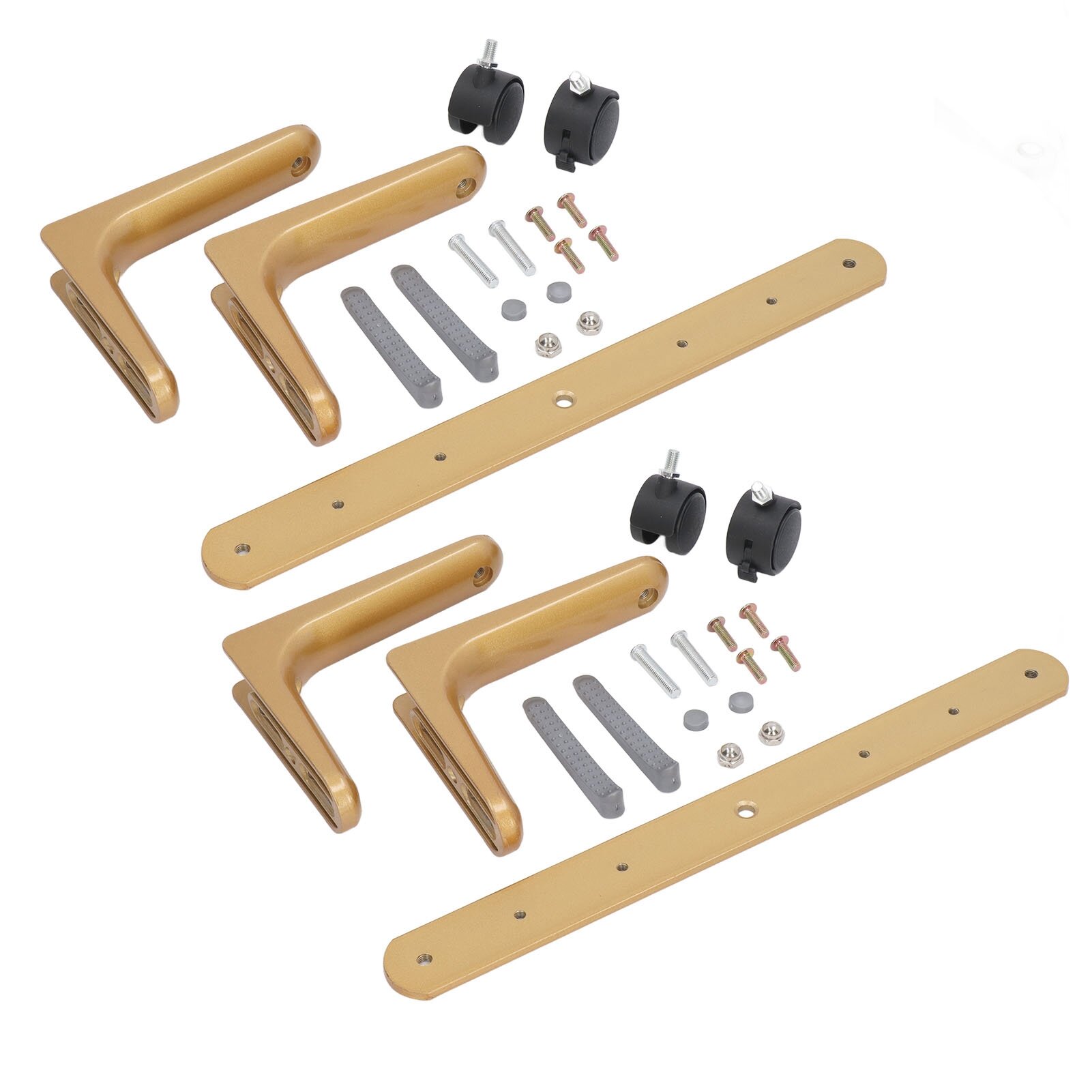 Комплект из 2 держателей для ширм, регулируемая ширина, подвижные алюминиевые ножки для перегородок с колесиками, золотистый цвет.