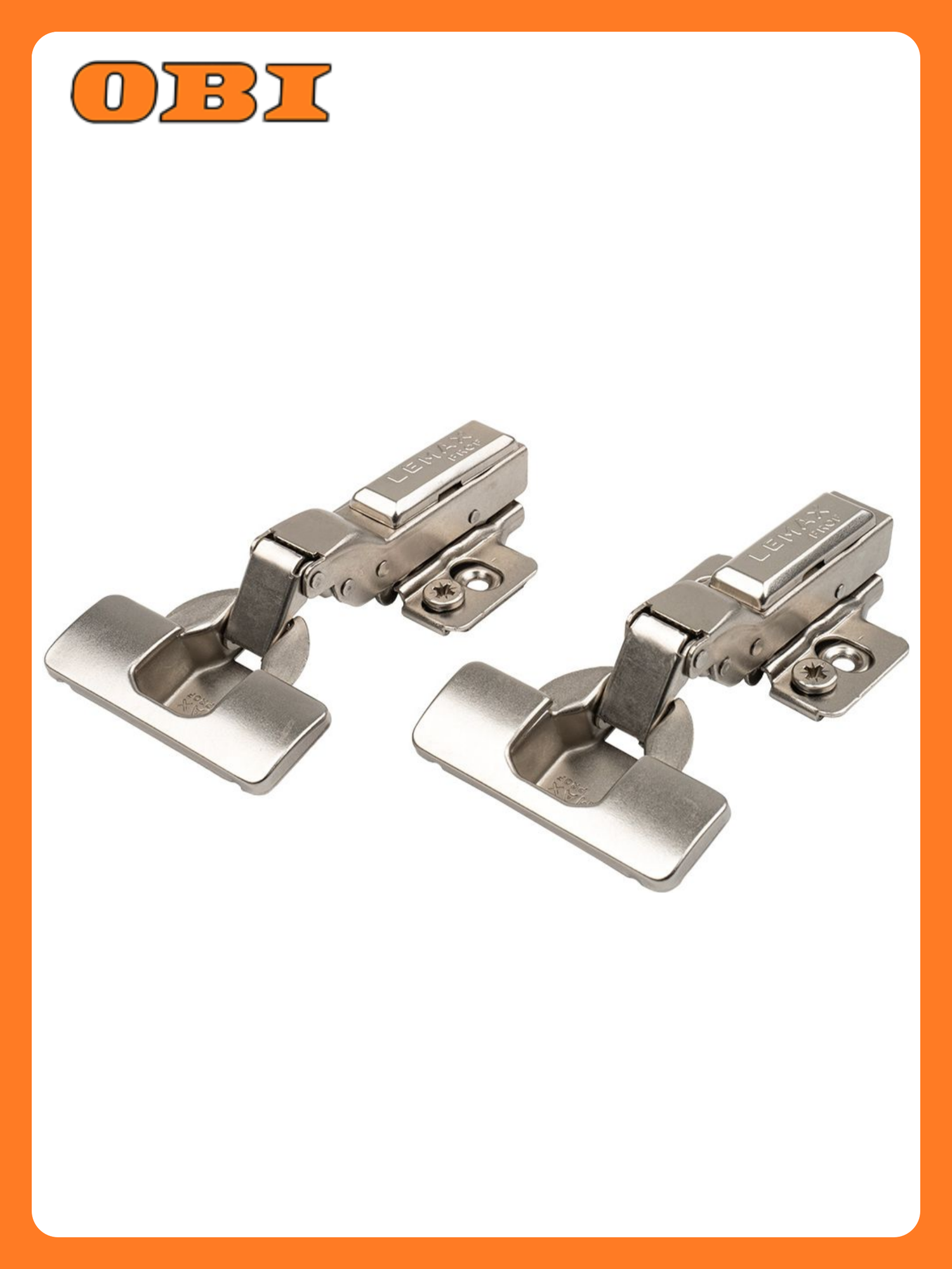 Петли Lemax Prof FH132BP3AC, полунакладные, с эксцентриком, сталь, серебристые, 2шт