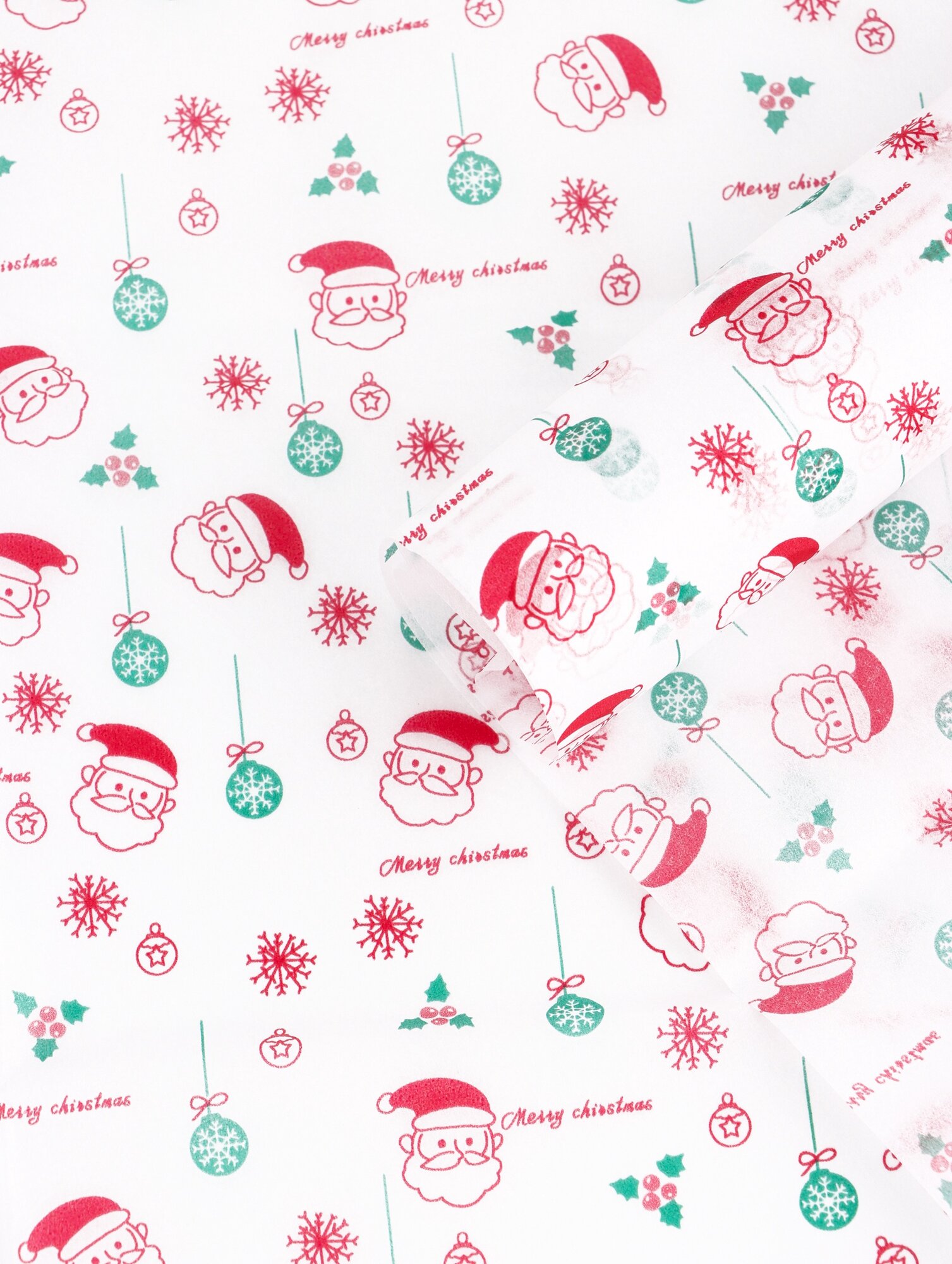 Бумага новогодняя упаковочная тишью «Дед Мороз!», белая, 50×66 см
