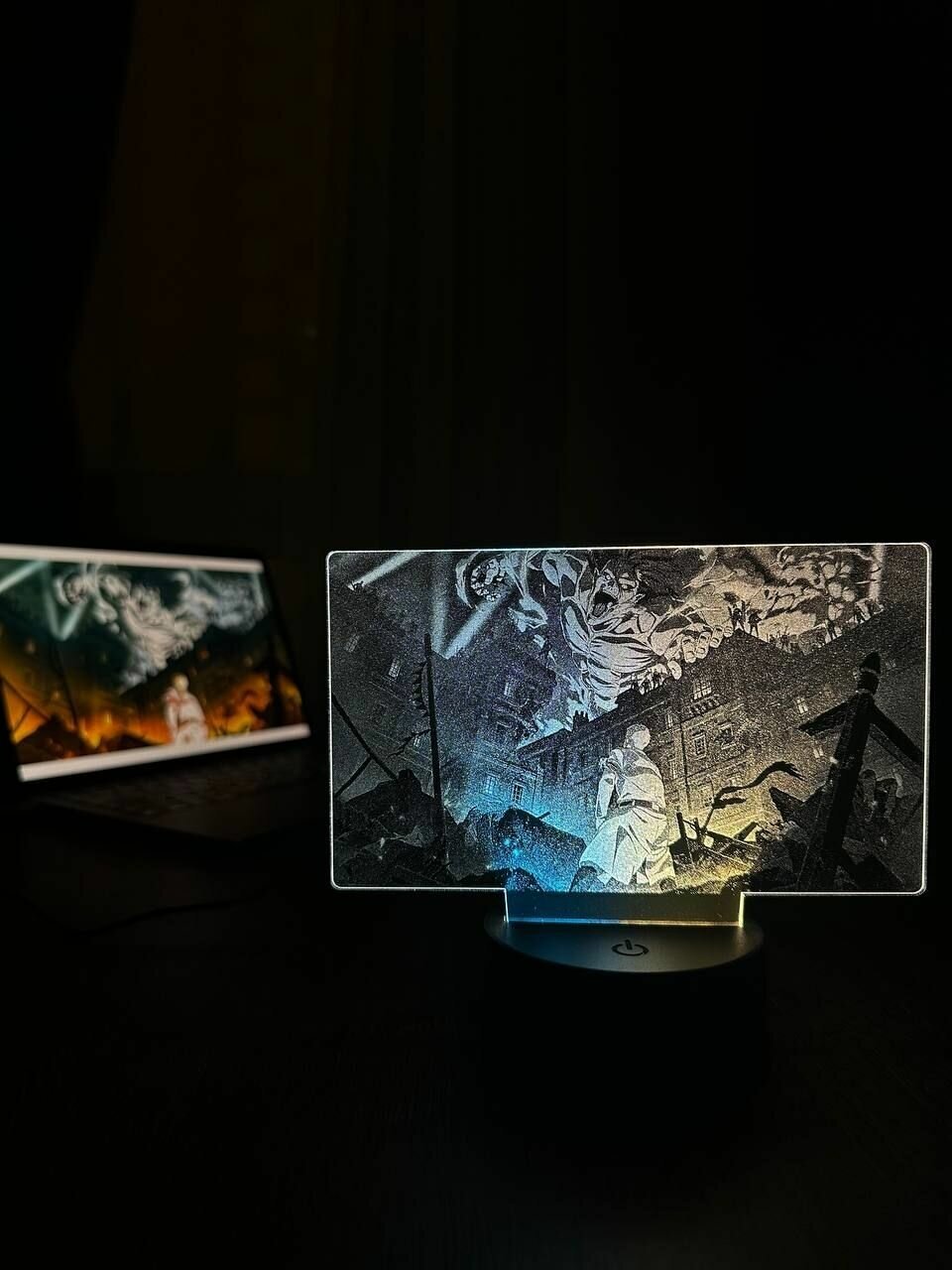 3D Светильник-ночник Атака Титанов Аниме Ерен Егерь, ночник для мальчиков и девочек