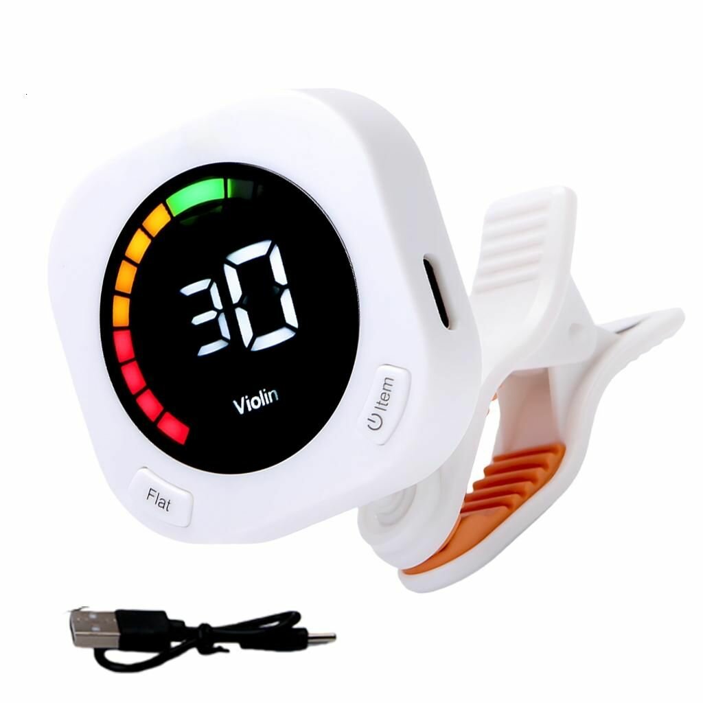 Тюнер для фолк-гитары, цветной экранный тюнер, универсальные аксессуары для музыкальных инструментов-белый-перезаряжаемый