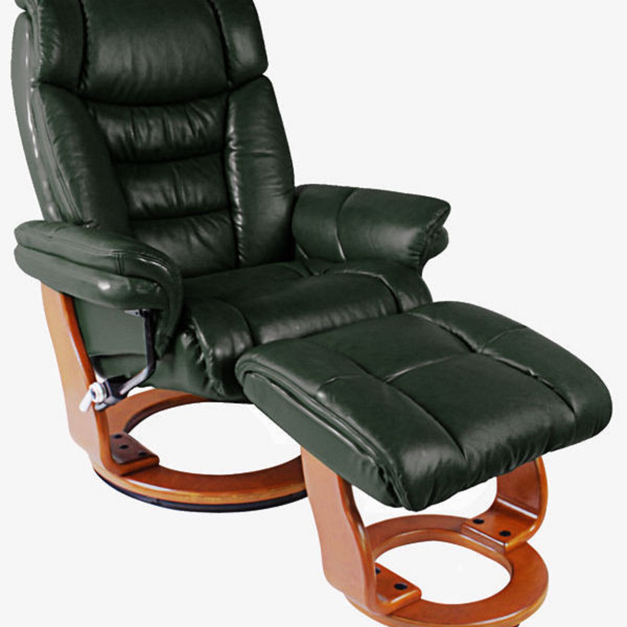 Кресло реклайнер FALTO Zuel (оттоманка, натуральная кожа, зеленый)