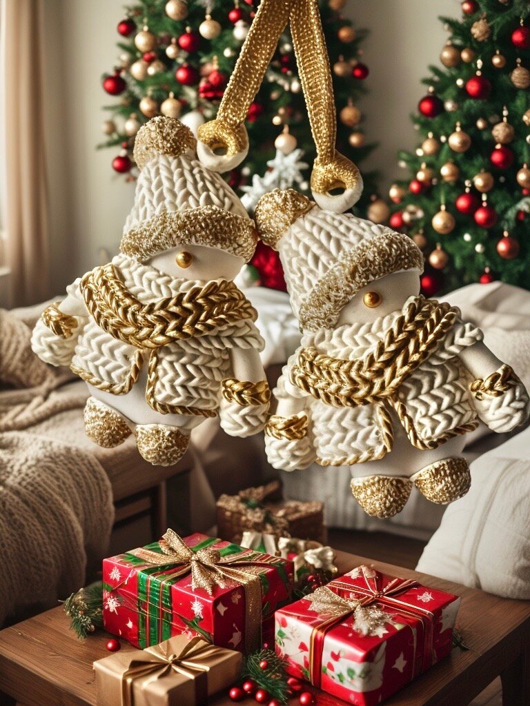 Набор елочных игрушек "Снеговик", гипс, ручная роспись, 2 шт, 8.6х6.5х1.5 см