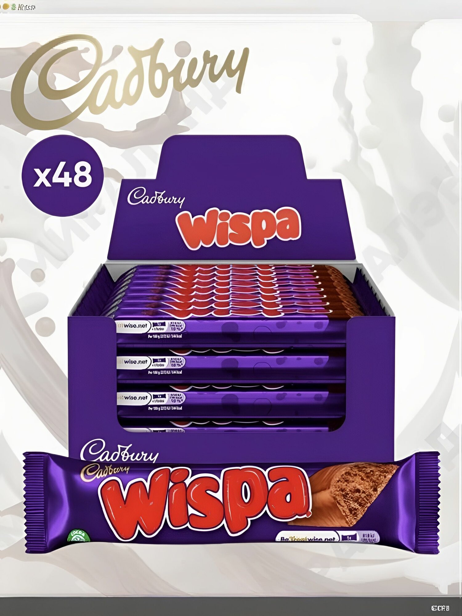 Молочный шоколадный батончик Cadbury Wispa 36 гр. 48шт.