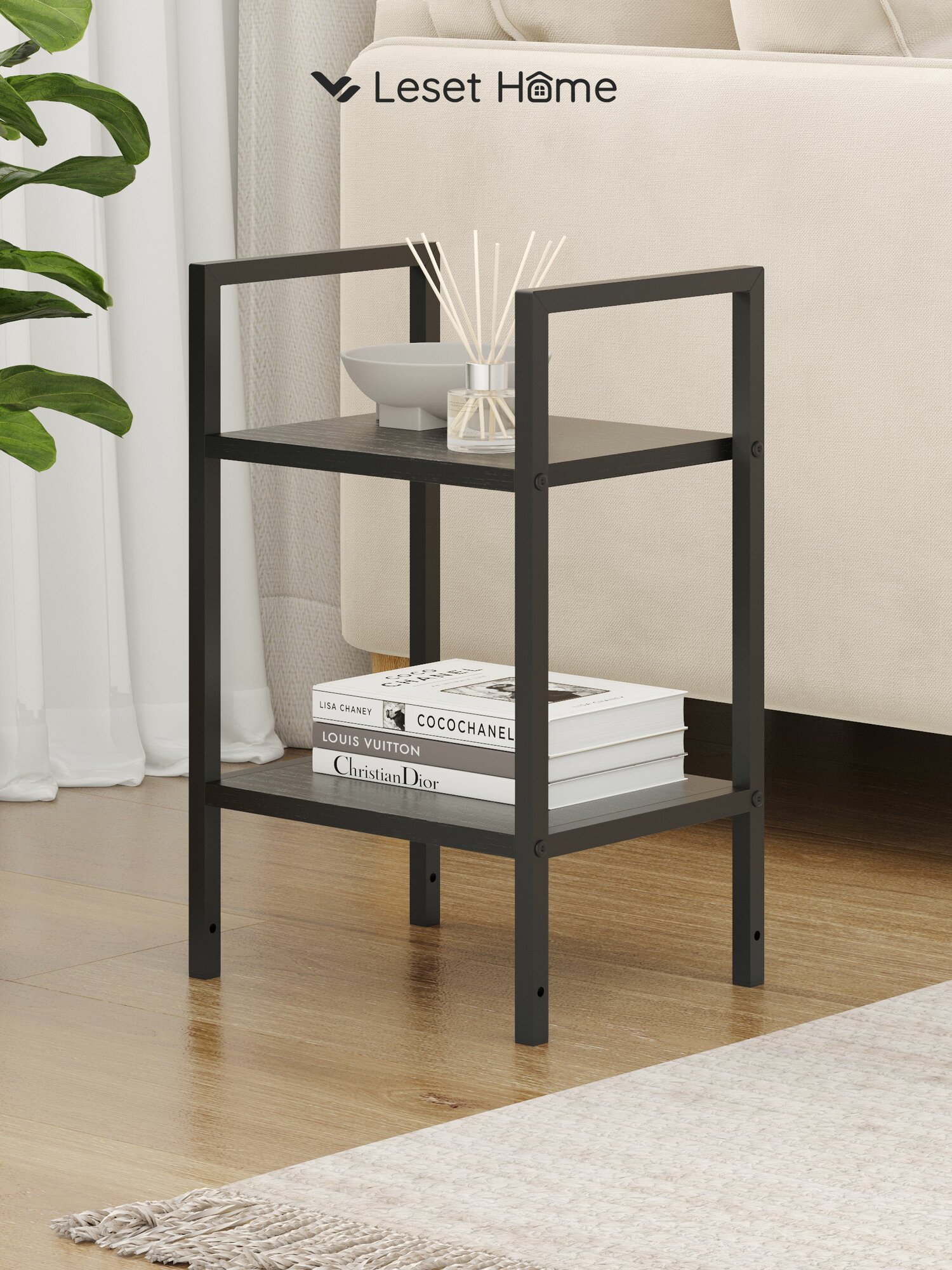 Стеллаж Leset "Стилвуд 12", металлический каркас, полки ЛДСП, регулируемые, чёрный