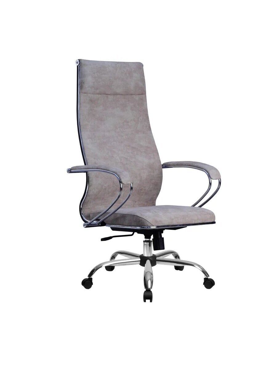 Кресло офисное Metta L 1m 42 Bravo подл.118/осн.003, велюр, бежевое