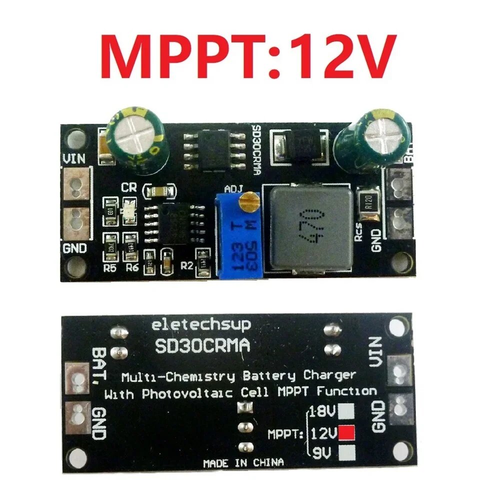 Солнечный контроллер MPPT 9В 12В 18В LiFePO4 12V