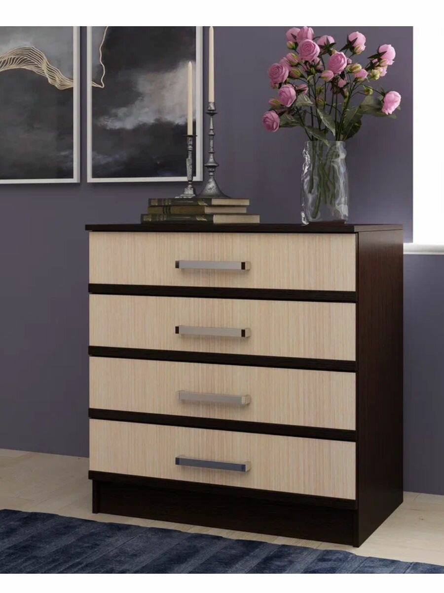 Комод Сакура 800х816х430 Венге/Дуб беленый, с выдвижными ящиками, МИФ