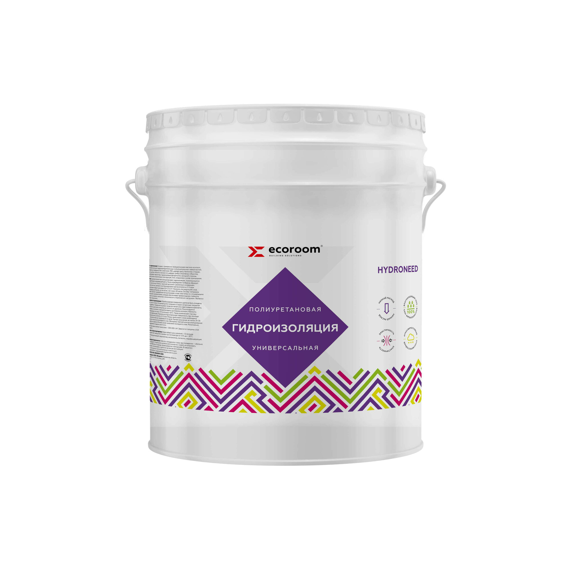 ECOROOM Гидроизоляция полиуретановая универсальная HYDRONEED, серая, 20 кг. 443-1-20