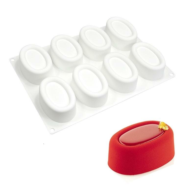 Овальные силиконовые формы для выпечки, 8 последовательных эллипсов