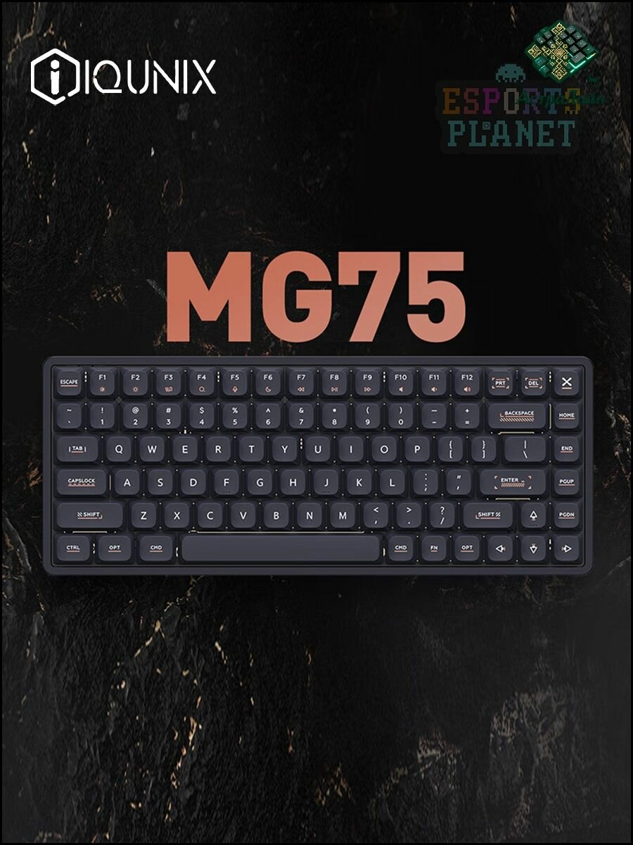Эксклюзивная механическая клавиатура IQUNIX MG75 имеет ультратонкий низкопрофильный алюминиевый корпус, проводной и беспроводной BLUETOOTH и 2 подключения 4G.