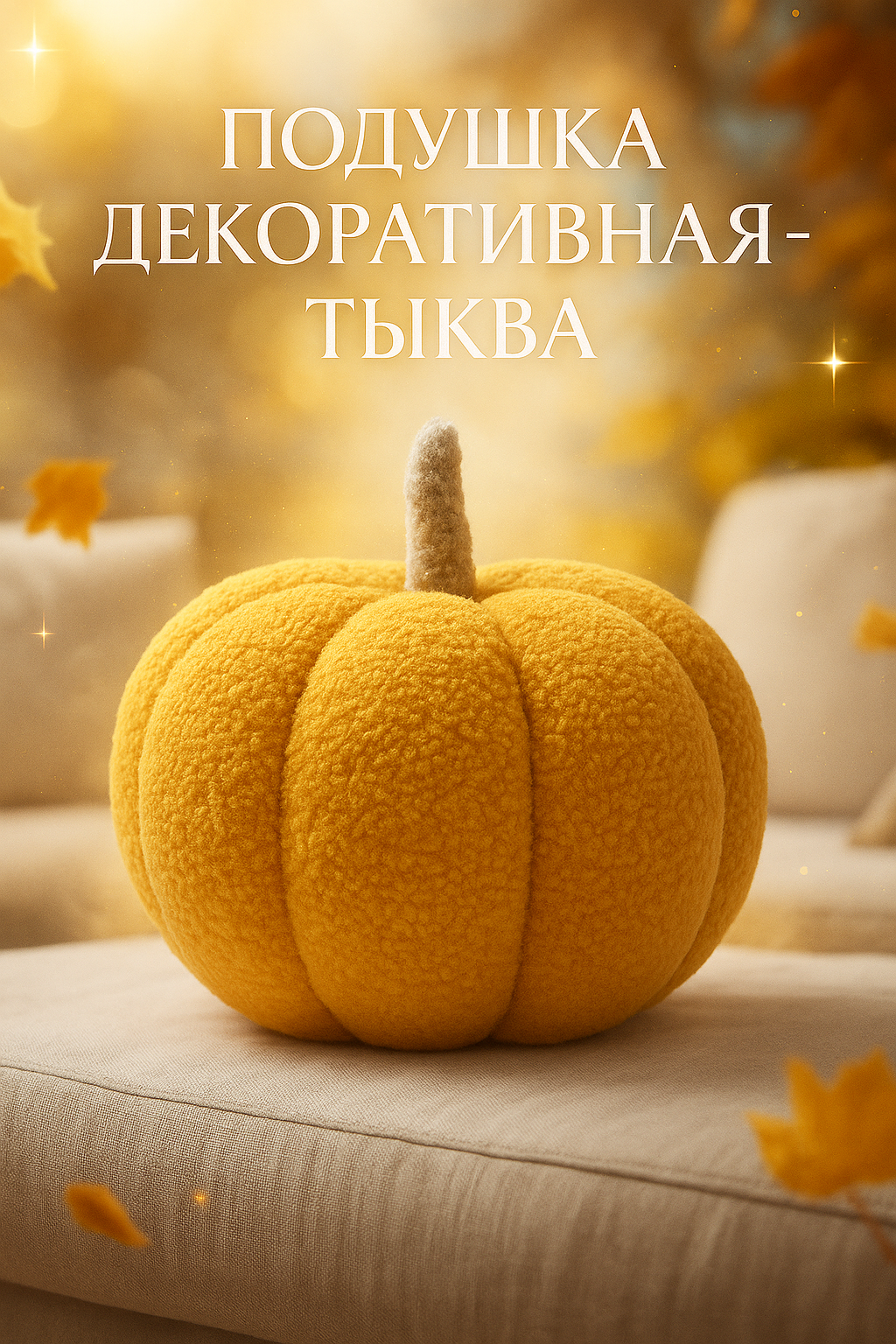 Подушка декоартивная Этель "Тыква" диаметр 28 см, цвет жёлтый