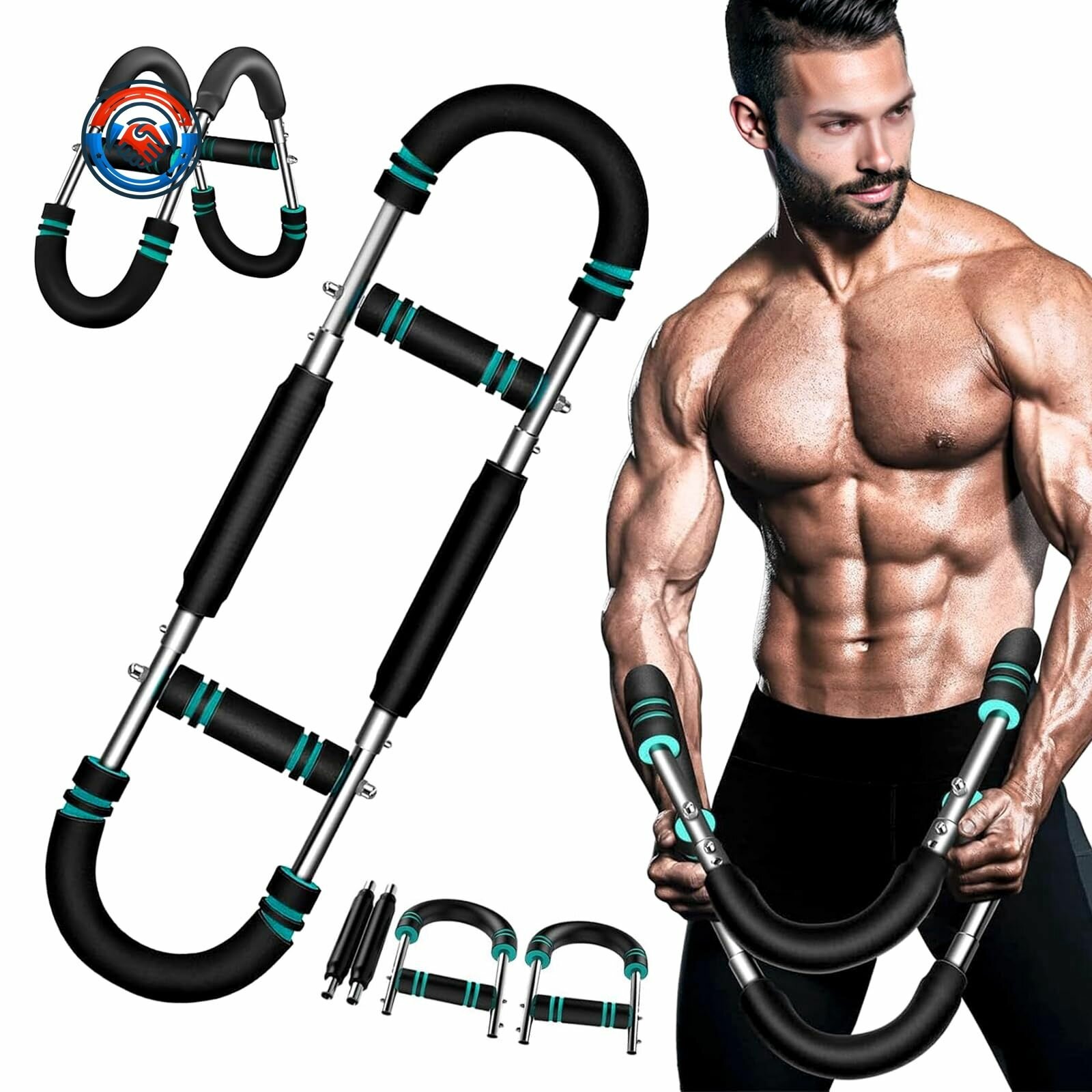 Мини-тренажер Saker Twister Arm Trainer, компактный тренажер для рук и всего тела с регулируемым сопротивлением, домашний фитнес для бицепса, трицепса, груди, плеч и спины, портативный тренажер для занятий дома, в офисе и в поездках