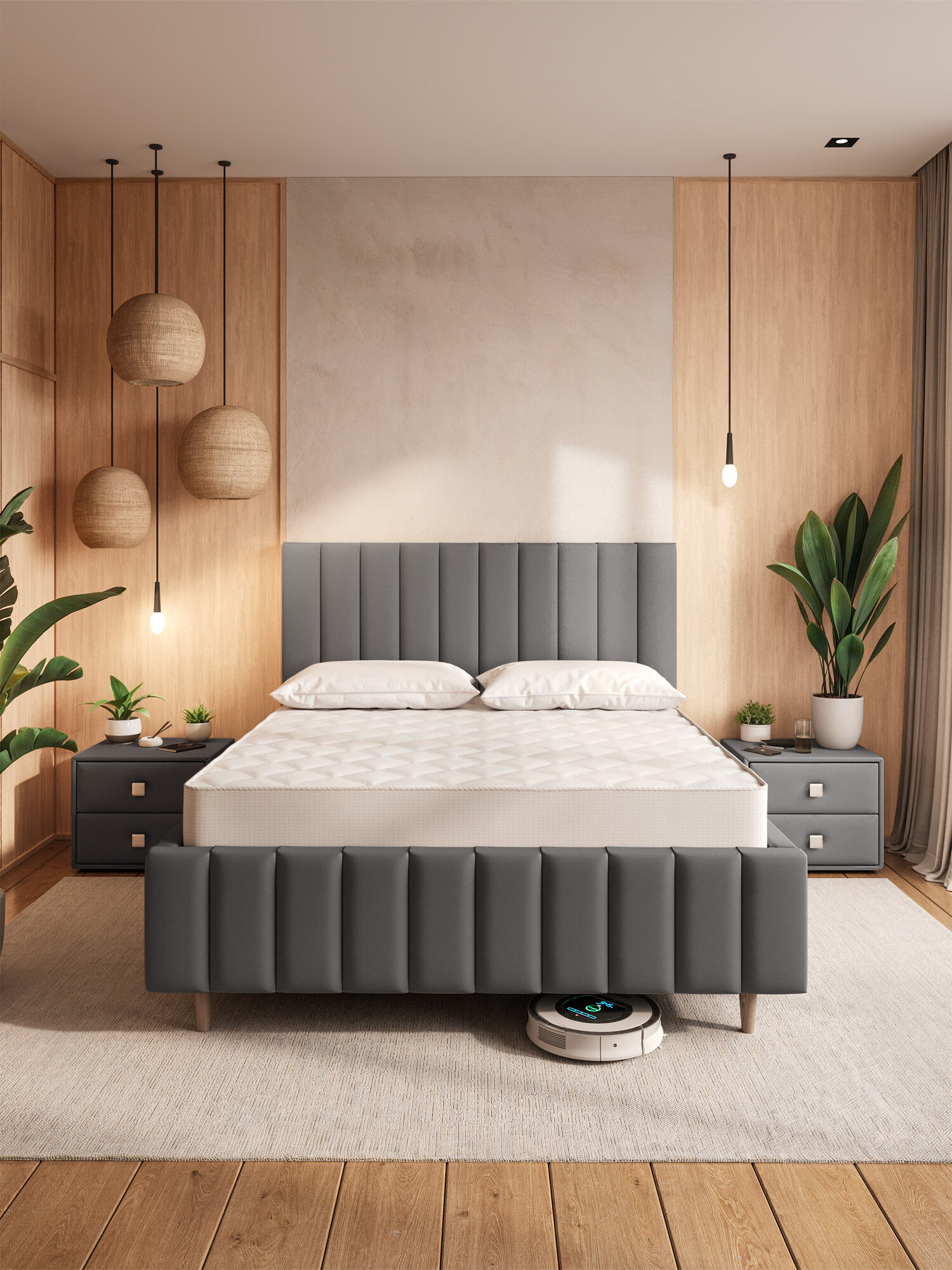 Кровать двуспальная 200х200 с подъемным механизмом, Ницца с мягким изголовьем для дома и спальни, ортопедическое основание, ящик для белья