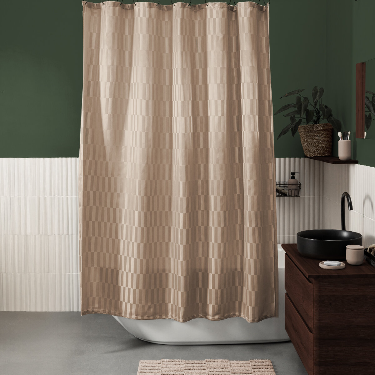 Штора для ванной комнаты тканевая 180 х 200 см Terapy бежевая