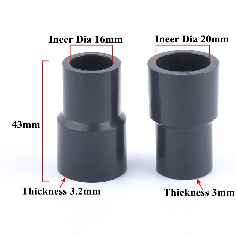 1 ~ 5 шт. 16 мм темно-серые фитинги для труб из ПВХ, соединители для аквариума, прямой тройник, локоть, соединительный соединитель, садовая труба из ПВХ, аксессуары для самостоятельного изготовления