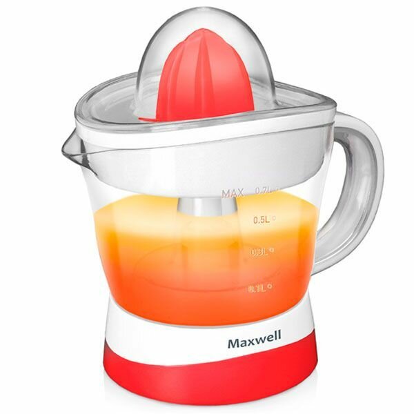 Соковыжималка цитрусовая Maxwell MW-1109, 25 Вт, 0.7 л емкость для сока, красный