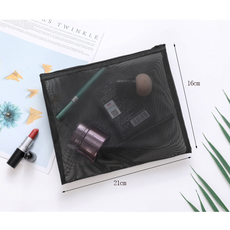 Прозрачная сетчатая косметическая сумка Нейлон сетчатая косметическая сумка для хранения 007 модель плоская_Продавайте