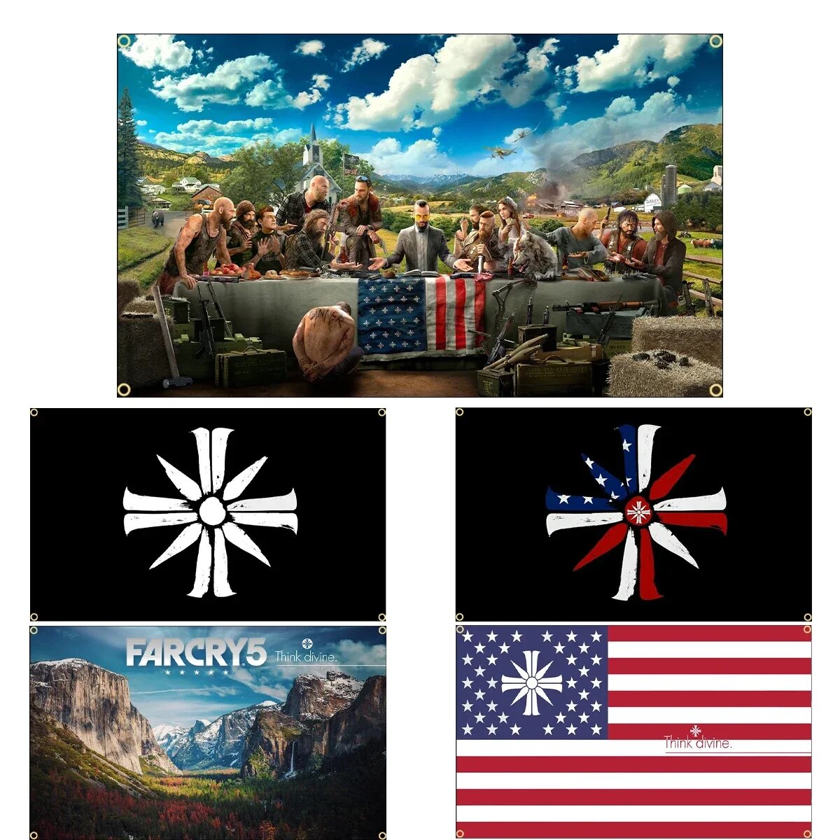 Флаг Far Cry 5 черный 90x150 см, 4 люверса — фото 1