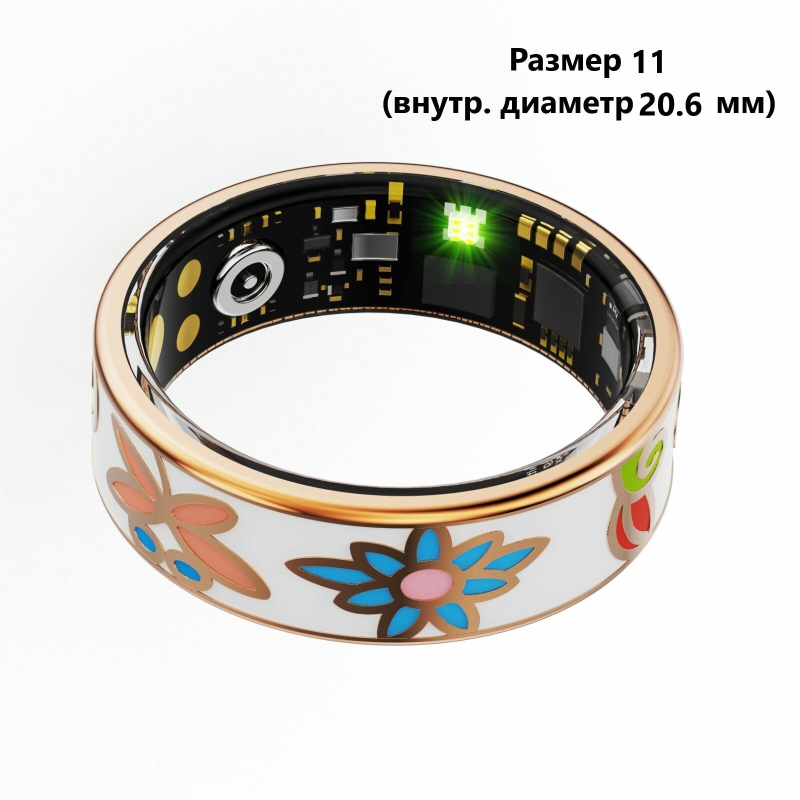 Умное женское кольцо Enamel R18M, с датчиком сердечного ритма, розовое золото