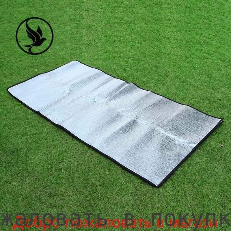 Дно палатки представляет собой двухстороннюю водонепроницаемую подкладку из алюминиевой формы размером 100*200 см с тканевым чехлом, подходит для кемпинга, пляжа и пикников.