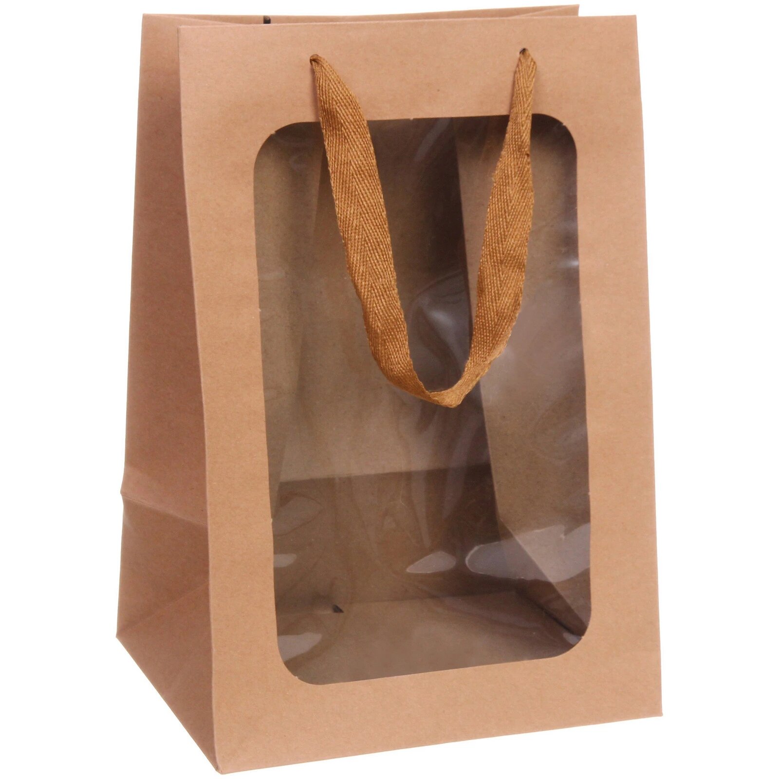 Подарочный пакет с прозрачным окном «Искренний подарок», 20х16х30 см, крафт-бумага, коричневый
