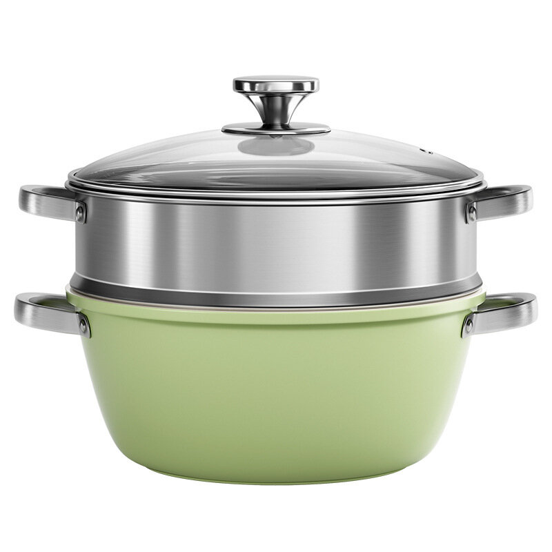 Керамическая суповая кастрюля для дома, антипригарная кастрюля, сковорода авокадо зеленого цвета, износостойкая кастрюля для тушения, пароварка, универсальная кухонная посуда с крышкой