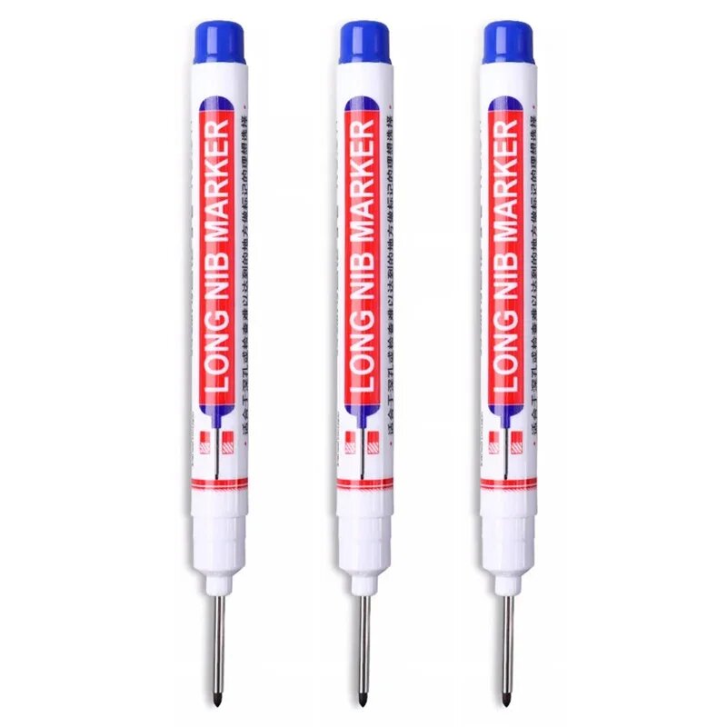 3 шт./компл. маркеры с глубокими отверстиями 20 мм, черные, синие, красные чернила, украшения для ванной комнаты, деревообработки, многофункциональные металлические маркеры с длинной головкой