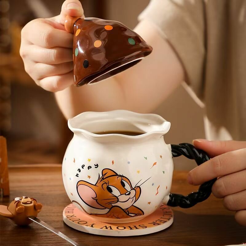 Кружка "Creative Magic Cup", с крышкой, с кошкой и мышонком Джерри