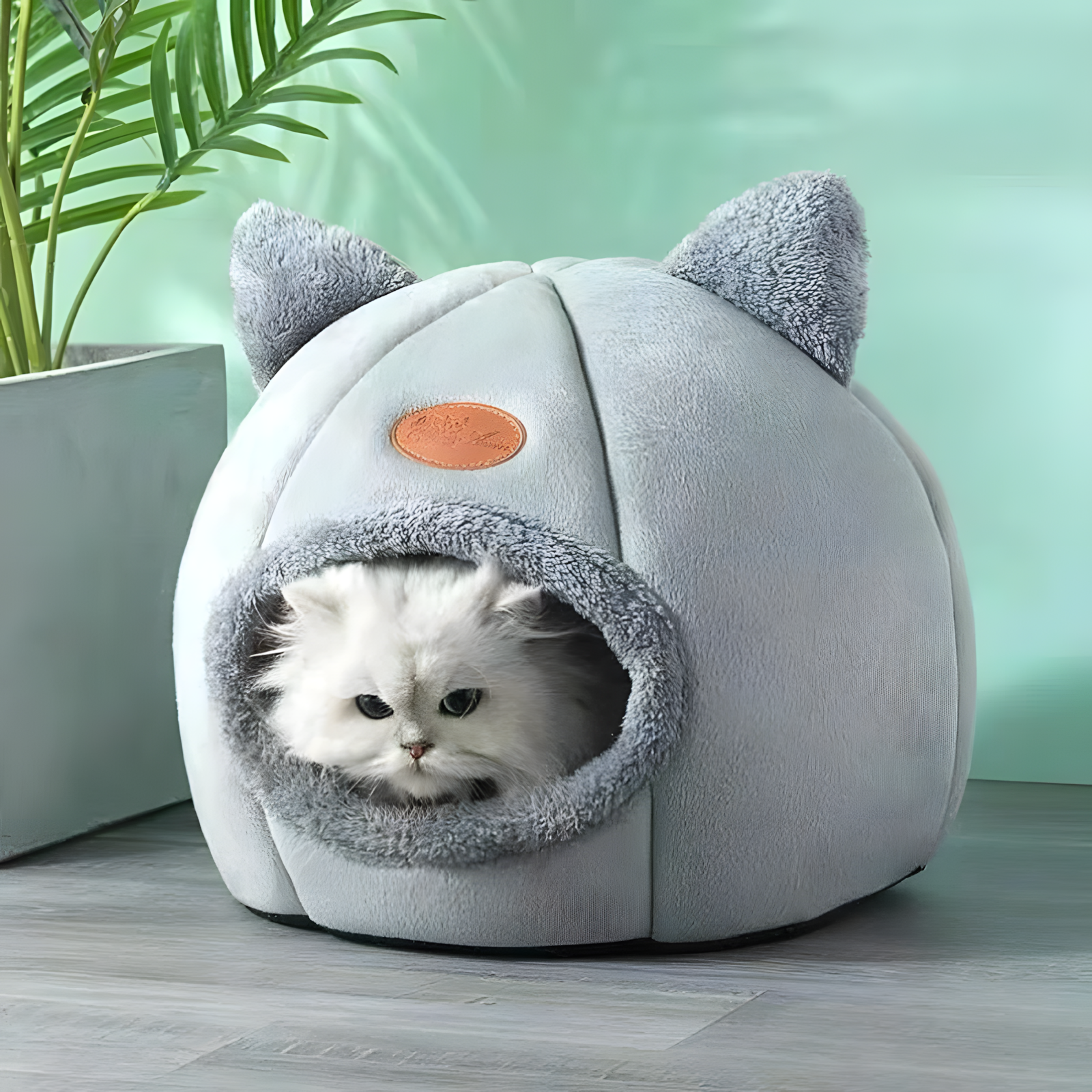 Закрытая лежанка домик для кошек лежак круглой формы в виде домика для питомца 40*40*35cm