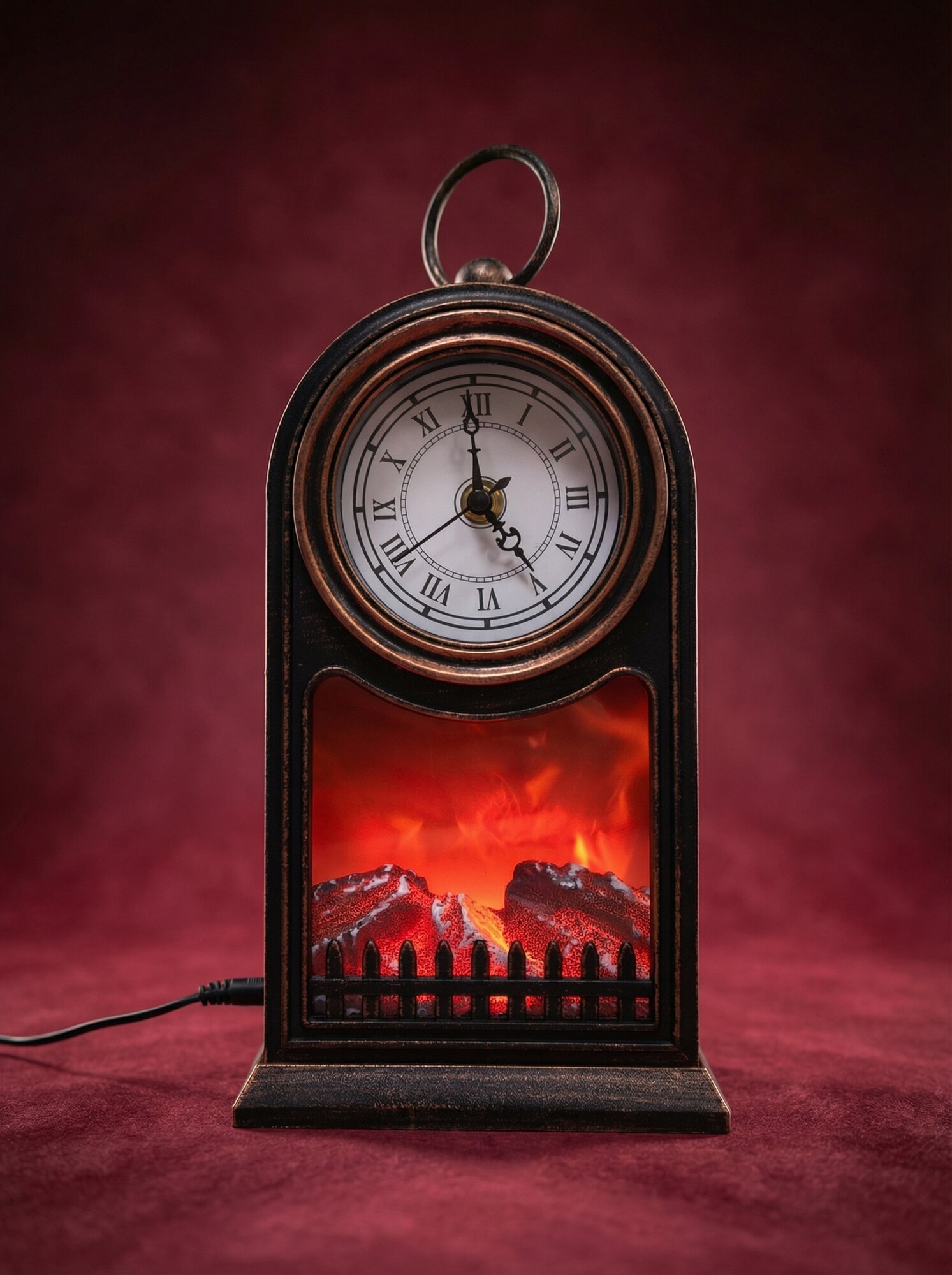 Декоративный светодиодный камин- светильник с часами, LED AZ2020-63 SP-14, 15*25 см