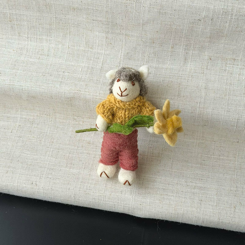 Милый кролик, подвеска из непальской шерсти, старый маленький овечка, брелок, сувенир, аксессуар для куклы, подвесной подарок