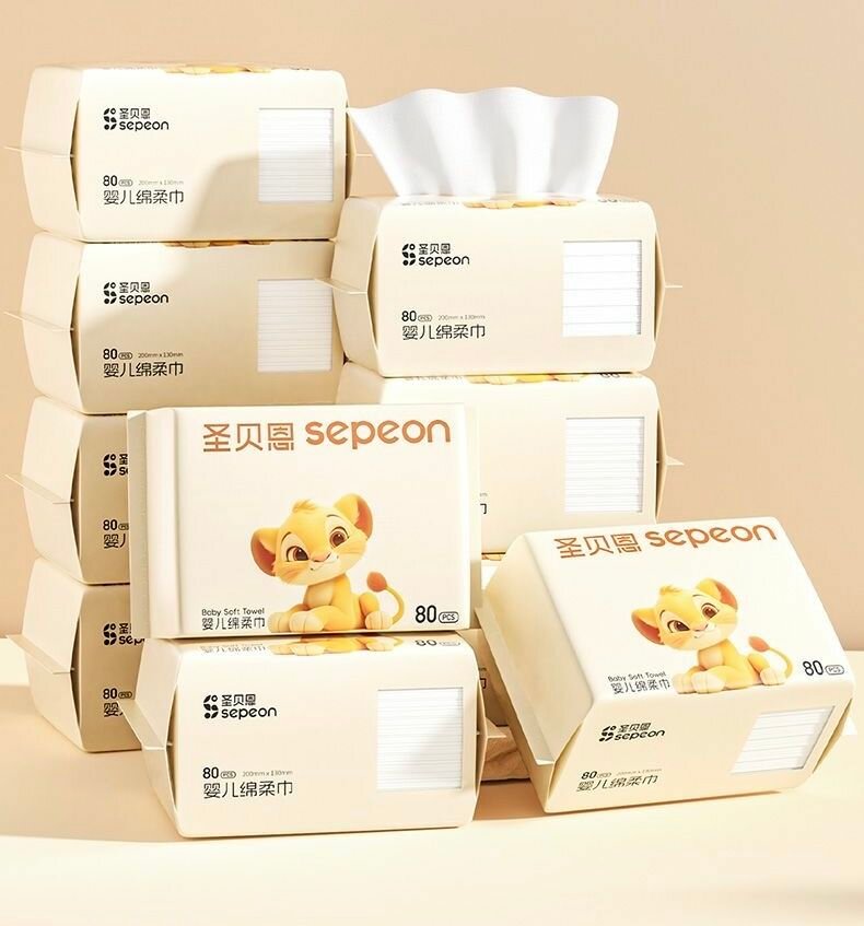 Салфетки одноразовые косметические Sepeon, для лица, рук и тела, без аромата, 80 шт.