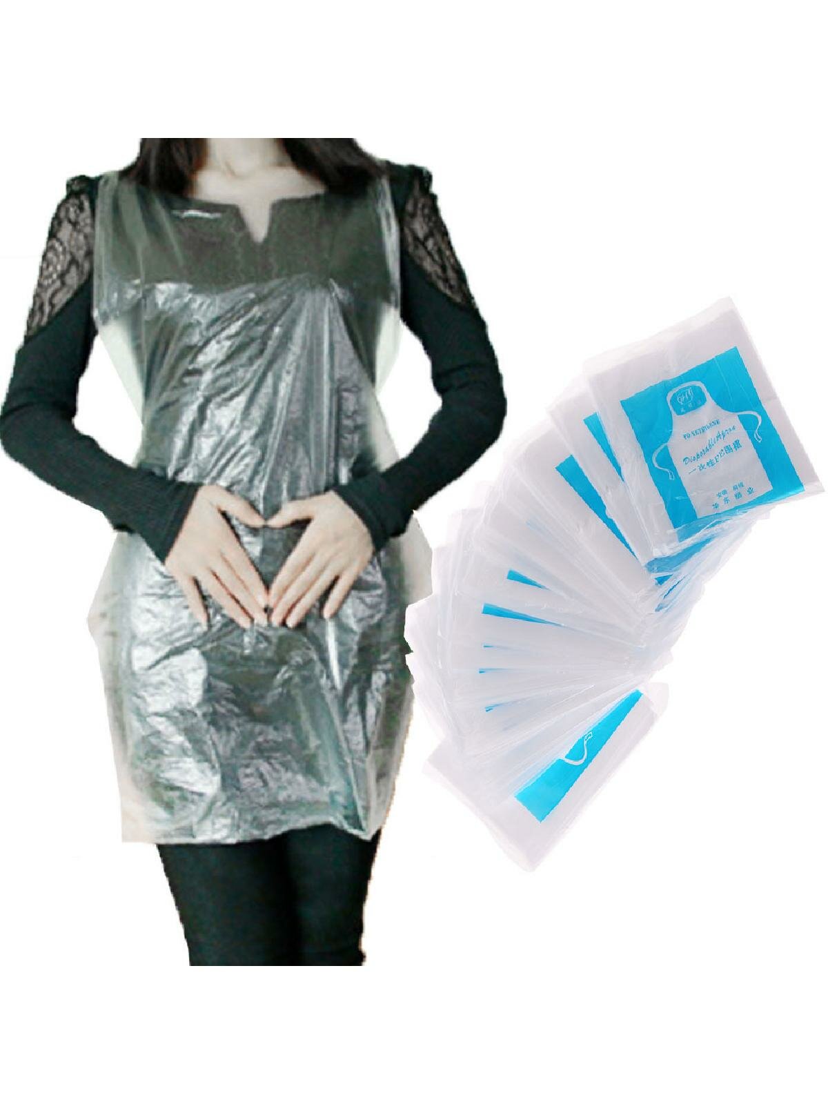 1 упаковка из 25 небольших пакетов, одноразовый фартук в индивидуальной упаковке, пластиковый водонепроницаемый фартук