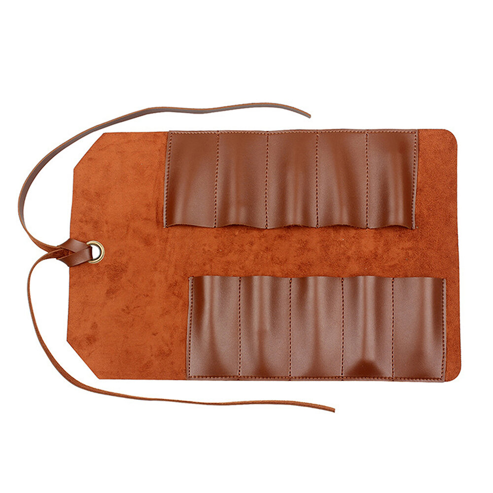 Ролл-уп сумка для инструмента, многоцелевой кожаный ролл-уп футляр для инструмента, органайзер, сумка для хранения гаечек, плоскогубцев, отверток, материал: ПВХ и мягкий микрофайбер внутри, размер: 254 x 394 мм, цвет: коричневый, черный (по выбору),