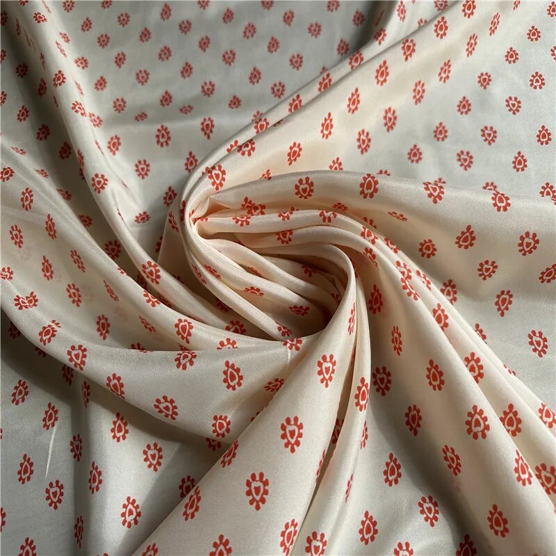 Шелковая ткань Habutai с мелким цветочным принтом, 100% шелк, 14 momme