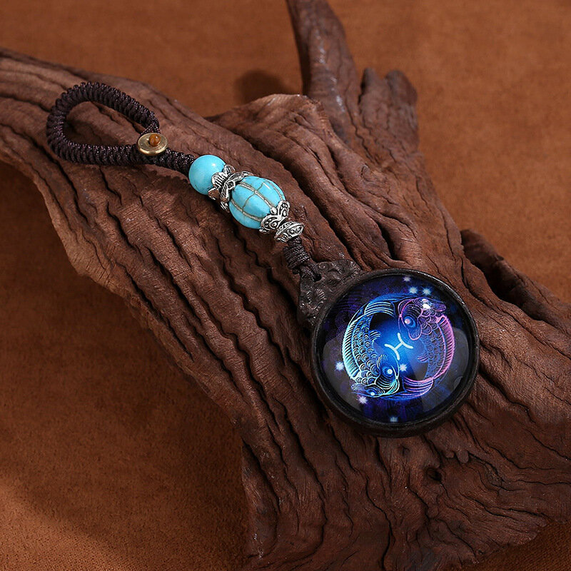 Двенадцать созвездий, карта для автобуса из эбенового дерева, NFC, брелок для ключей, подвеска для телефона, контроль доступа CUID, креативный орнамент в китайском стиле