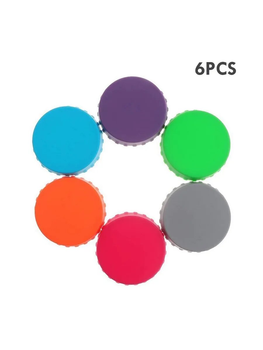 Крышки для банок и бутылок, силикон, 6 шт, не протекают