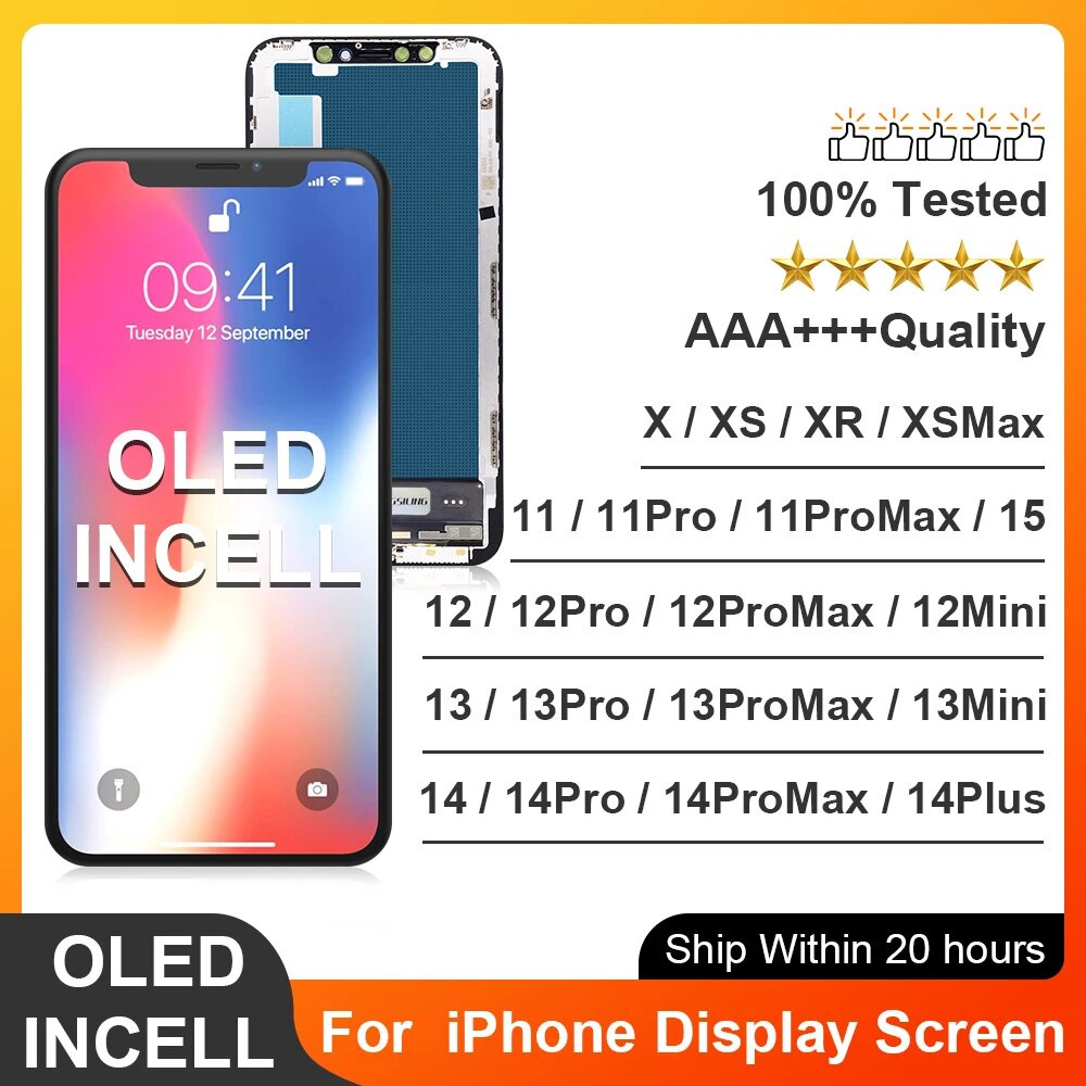 Для iPhone XR XS MAX 11 Дисплей AAA +++ Компонент дигитайзера Для 12 14 Plus 11 Pro экран incell 12 Pro Max дисплей 13 Mini INCELL For 12 Mini