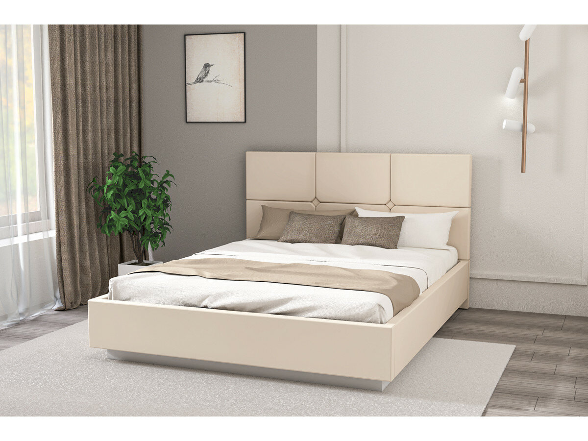 Кровать 1,4 обитая тканью Alysia 003, с настилом ЛДСП, без матраса