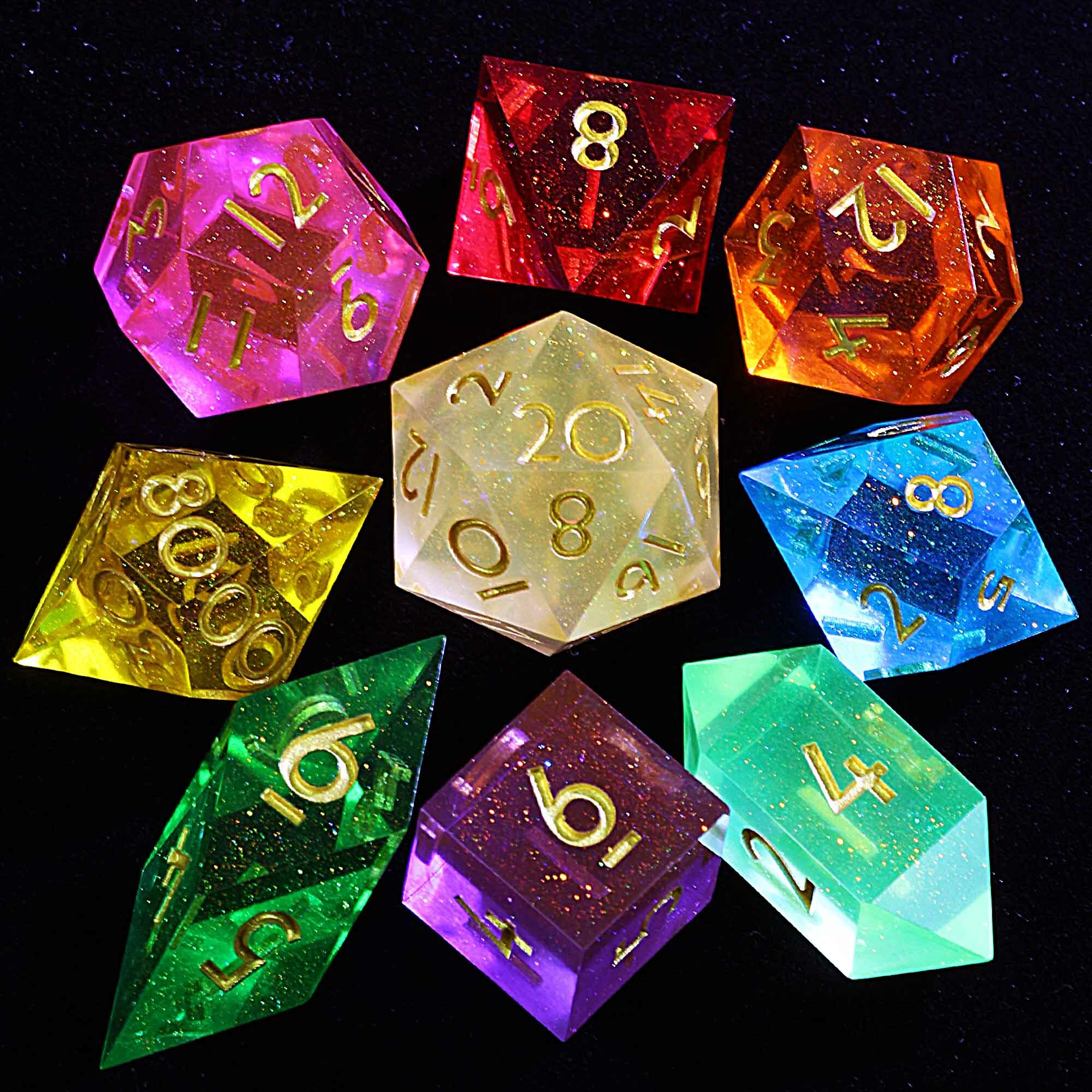 Набор дайсов для D&D, 9 шт: Призменный мираж (полиэдрические кости из смолы)