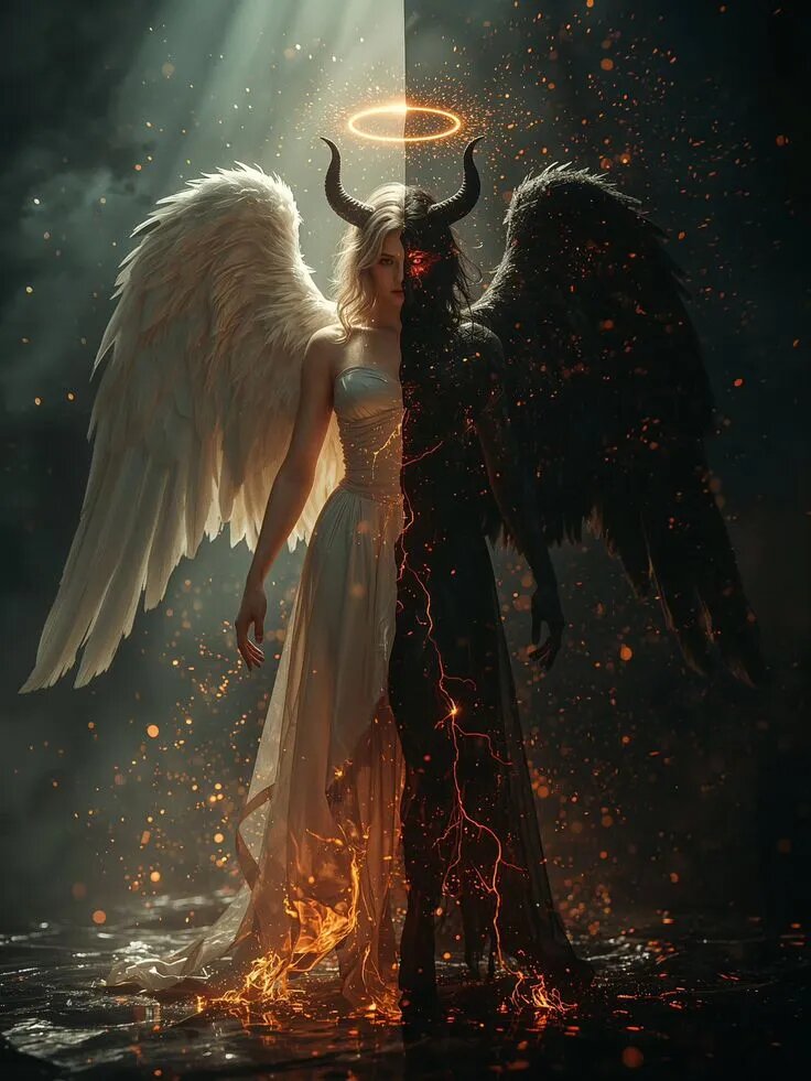 Алмазная Картина "Ангелы И Демоны" 40х50 См Алмазная Вышивка / Картина Стразами Подарков