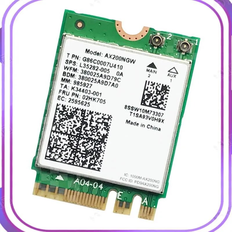 (E M ) Сетевая Карта WiFi Card AX200 AX200NGW M.2 NGFF Bluetooth 5.0 6 2.4G/5G 802.11Ac/Ax