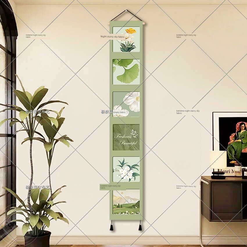 Китайский ретро-гобелен с многосекционным дизайном для декора углов гостиной и прихожей, вертикальная версия, фоновая