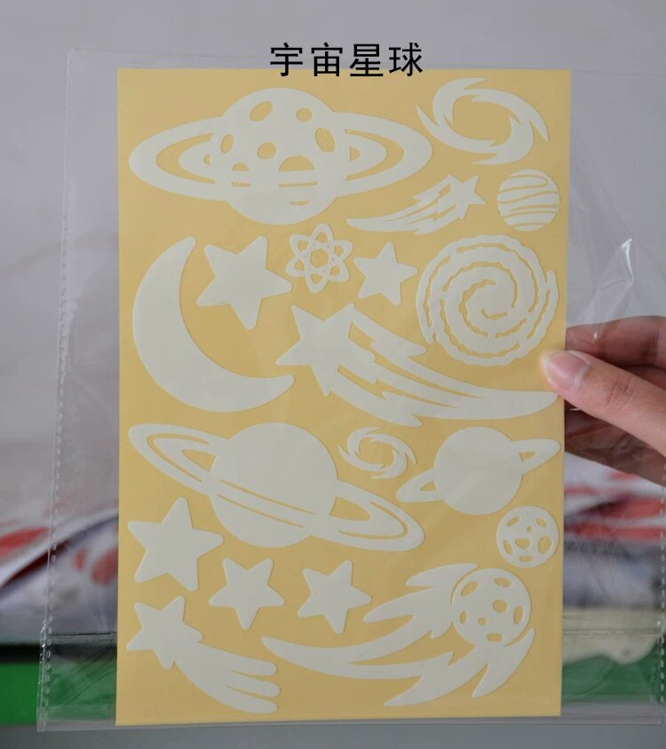 Светящиеся в темноте наклейки на стену, светящаяся пленка, светящиеся наклейки на стену с изображением звезд и луны,